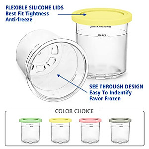 LOMILD 16oz. Extra Pint Containers, Replacement for Ninja Creami Pints And Lids-4 pack, Compatible with NC299AMZ NC301 NC300 Series, Dishwasher Safe & BPA-Free, Clear