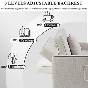 Gagawin Convertible Sleeper Sofa Bed, 4-in-1 Sleeper Couch with Dual Pull Out Bed & Adjustable Backrest, Chenille 3 Seaters Sectional Sleeper Sofa for Living Room, King Size, No.2-Beige