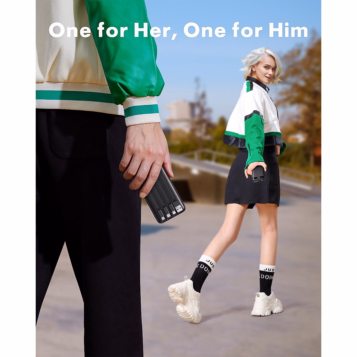 Portable Charger with Built in Cables, Portable Charger with Cords Wires Slim 10000mAh Travel Essentials Battery Pack 6 Outputs 3A High Speed Power Bank for iPhone Samsung Pixel LG Moto iPad