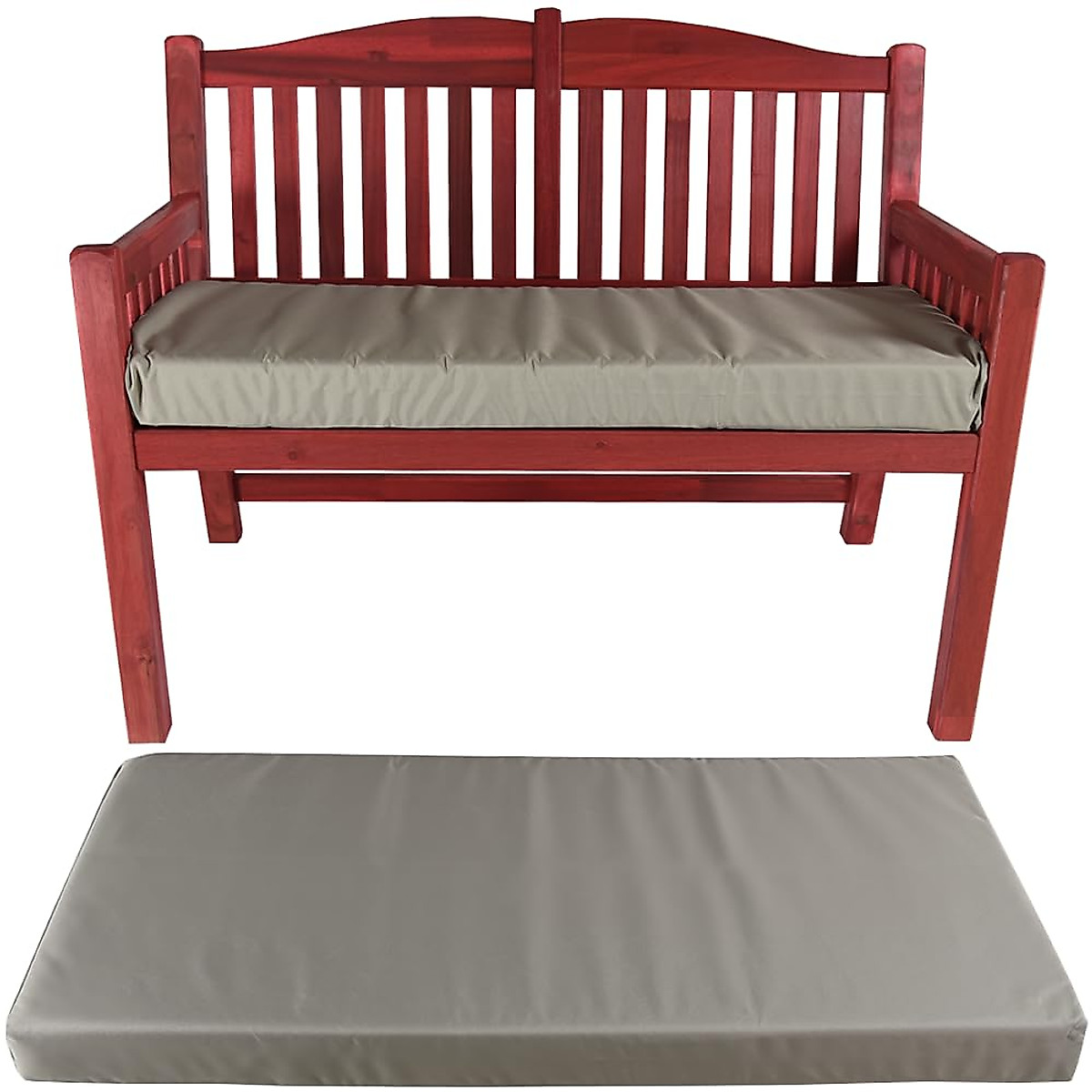 amberr Outdoor Bench Cushion 48 x 18 Inch Waterproof Patio Furniture Cushions,Bench seat Cushion with Adjustable Straps, Outdoor/Indoor Porch Swing Cushions with Ties (Kahaki, 48"x18"x3")