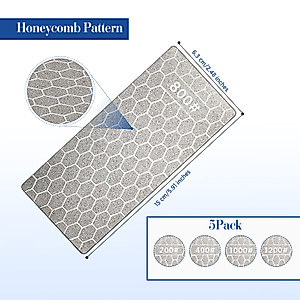 5 Pcs Diamond Sharpening Stone Honing Stone Diamond Stone Lapping Plate Diamond Sharpening Plate Fine Coarse Bench Stone for Kitchen Blade Chisel, 5.9 x 2.48 Inch(200, 400, 800,1000, 1200 Grit)
