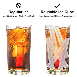 Tngan Reusable Ice Cube, 8 Pcs Clear Ice Sticks Plastic Ice Cube Washable BPA Free, Pernament Non-Melting Water Bottle Ice Stick for Drinks, Water Bottles, Whiskey, Wine (Transparent)