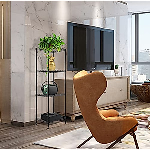 YOHKOH 4-Tier Wire Shelving Metal Storage Rack Adjustable Shelves for Laundry Bathroom Kitchen Pantry Closet (Black, 16.8L x 11.9W x 49H)