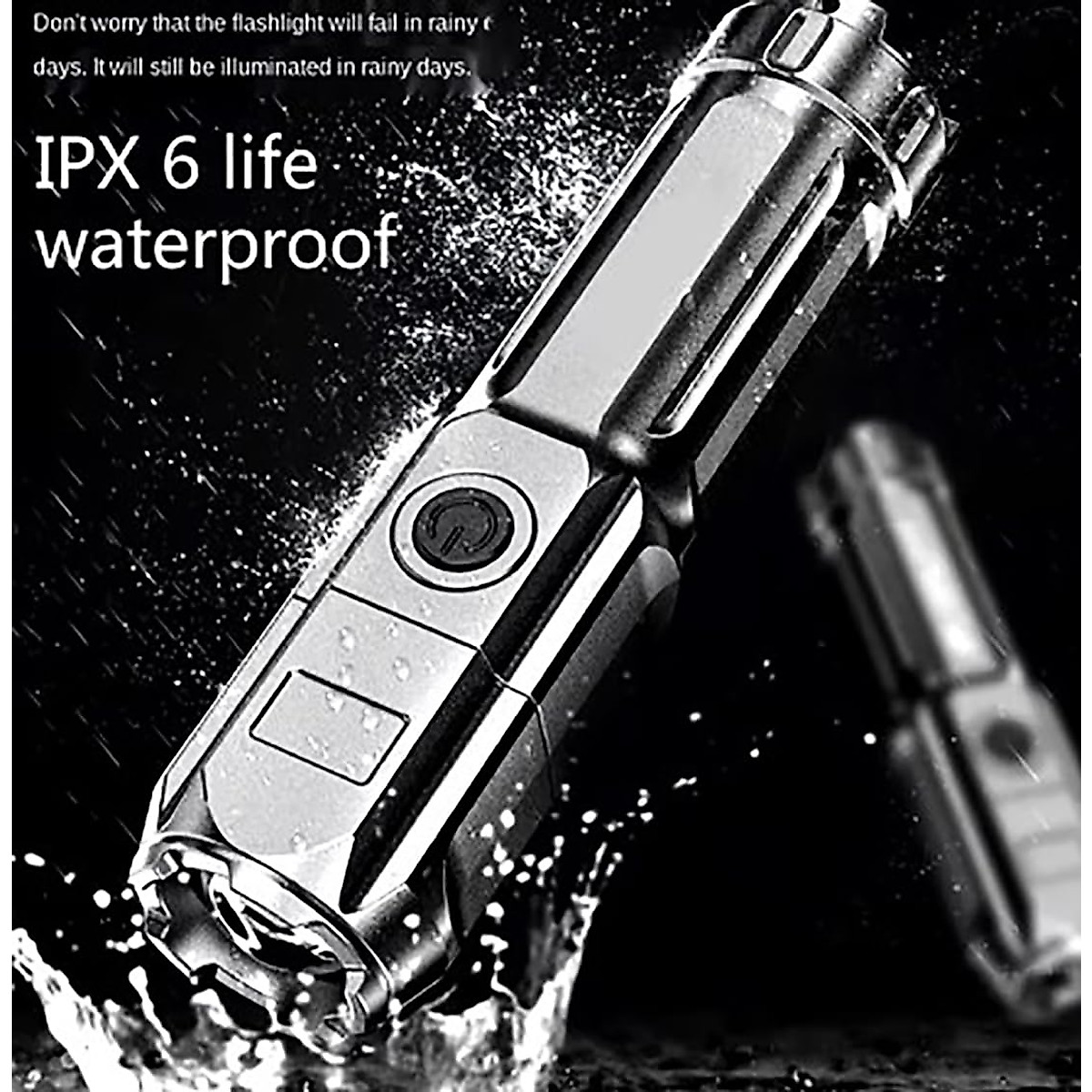 Cenbini 2PCS Peachloft Flashlight, Powerful LED Flashlight, Waterproof Zoom 3 Lighting Modes USB Rechargeable Torch for Outdoor Hiking Emergency (Gray Black)