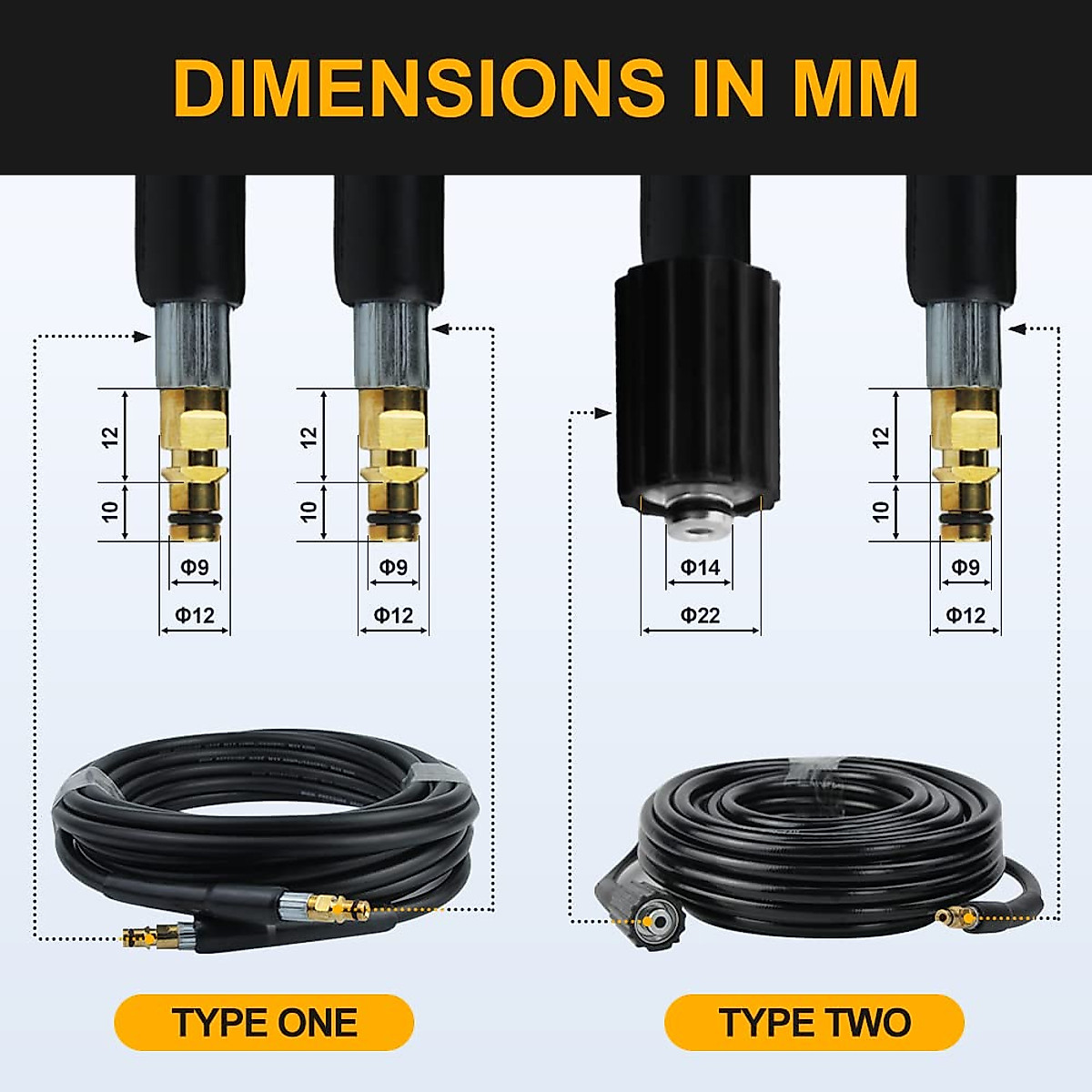 High Pressure Washer Hose Extension and Nozzle for Pressure Washer Fit for Karcher K2 K3 K4 K5 40Mpa/5800Psi Replacement Parts (15m/49ft, Type2)