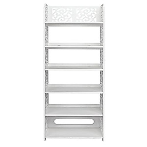 Maximize Closet Space with a Six-Tier Wood-Plastic Shoe Organizer: Stylish Decorative Shoe Stand for Home Organization and Entryway Furniture - Multifunctional Storage and Space-Saving Rack