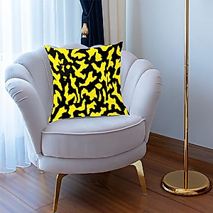 XMNYGJ Yellow Camo Pattern Throw Pillow Covers 20 x 20 Inch Decorative Square Cushion Case Soft Cozy Modern Pillowcase for Couch Sofa Bed Living Room Home Decor