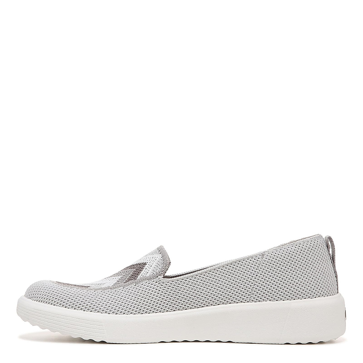 BZees Womens March On Moc Slip-on Loafer, Oyster Grey Chevron Knit, 8 US