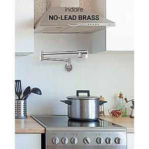 Indare Pot Filler, Pot Filler Faucet Wall Mount, Brass Pot Filler Folding faucets, Kitchen Pot Filler Faucet with Double Joint Swing Arms