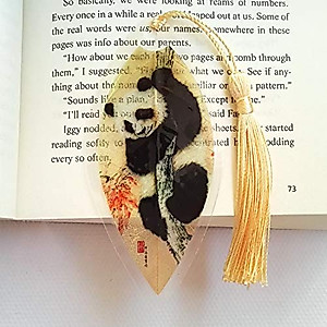 6 Pieces Handmade Leaf Vein Bookmarks with Tassels Chinese Paintings Panda Best Gift for Your Friends Kids Student Souvenirs Business Gift Christmas Gift Birthday Gift