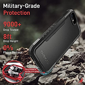 CAPERCASE Everyday Carry Series for iPhone se case, iPhone 8 case, iPhone 7 case, iPhone se 2022 case, iPhone se case 2020, Men Hard Shockproof Protective case, Black