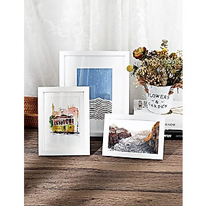 Annecy 12x18 Picture Frames (4 Pack, White), Composite Wood Photo Frame, For Pictures 11x17 with Mat or 12x18 Without Mat for Wall Mounting, Rustic Simple Home Office Decor