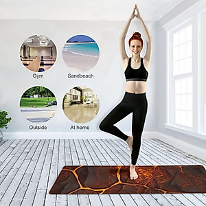 GOODOLD Lava Textures Yoga Mat, 71 x 26 Inch Non-slip Yoga Mats Folding Travel Exercise Mat Indoor Outdoor Gym Pilates with Storage Bag for Women Men