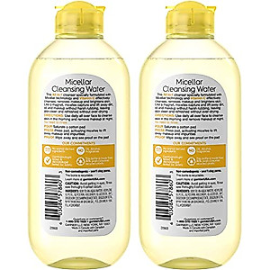 Garnier SkinActive Micellar Water with Vitamin C, Facial Cleanser & Makeup Remover, 13.5 fl. oz, 2 count (Packaging May Vary)