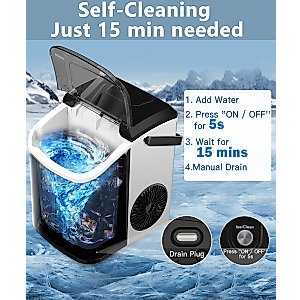 Kndko Nugget Ice Maker Countertop,33lbs/Day, Pellet ice Maker,a Basket in 1.5 Hour, Self-Cleaning, One-Click Design, Compact Crushed Ice Maker with Chewy Ice for Home Bar Party，Silver