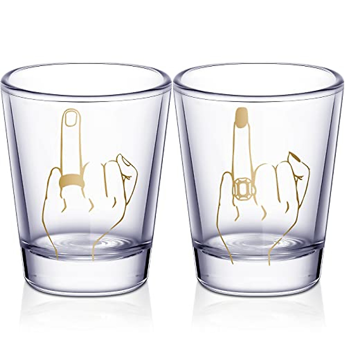 Mimorou Bride and Groom Glasses 2 Pieces Ring Finger Wedding Wine Glasses Funny Bride Wine Glass 2 oz Wine Glasses Mr and Mrs Engagement Gifts Stemless Wine Glass for Newlyweds Couples