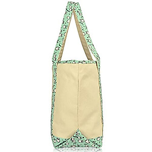 DALIX 20" Large Teal Owl Tote Shoulder Bag Natural Cotton Canvas