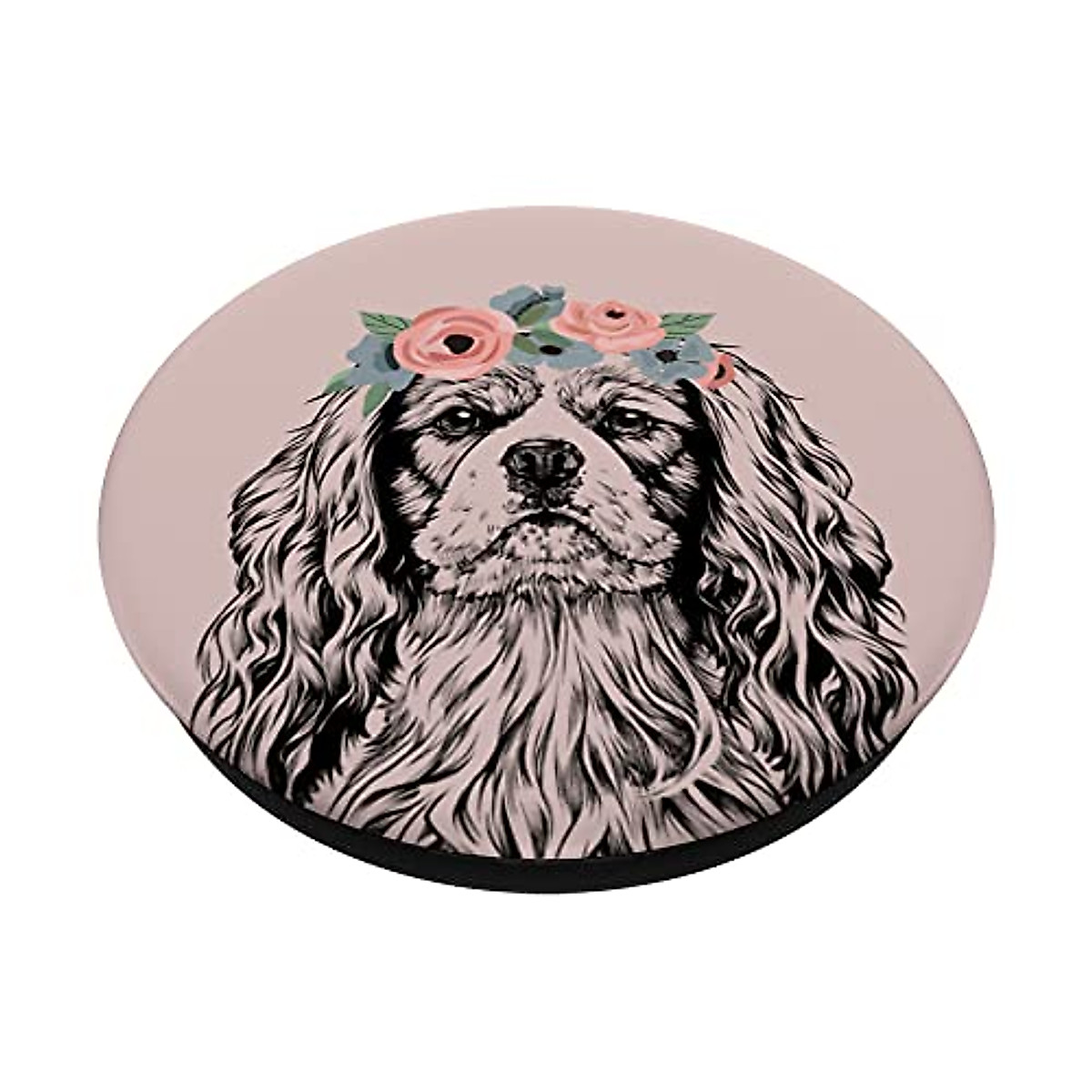 Cavalier King Charles Spaniel with Floral Headband Dog Mom PopSockets Swappable PopGrip
