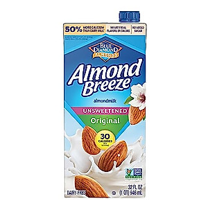 Almond Breeze Dairy Free Almondmilk, Unsweetened Original, 32 Ounce (Pack of 12)
