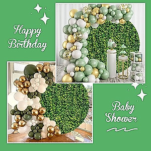 DASHAN Greenery Backdrop for Photography Spring Green Grass Backdrop for Wall Greenery Backdrop for Parties Green Baby Shower Round Backdrop Birthday Party Decoration Backdrop 6x6ft Polyester