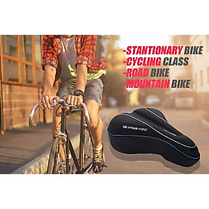 USHAKE Bike Gel Seat Cushion Cover for Unbeatable Comfort & Durability During Mountain, Exercise, Outdoor & Indoor Cycling Rides - 8x11.5 inches with Gel Padding & Ergonomic Design Blue…