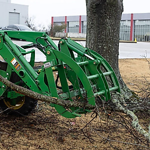 Titan Attachments 48â€ Light-Duty Single Cylinder Root Grapple Rake fits John Deere Tractors, Economy Series