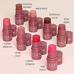 HAN Skincare Cosmetics Vegan, Cruelty-Free, Clean 3-in-1 Multistick for Cheeks, Lips, Eyes, Rose Berry | 0.20 oz