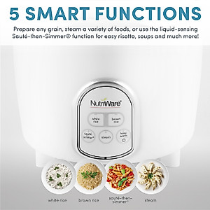 Aroma Housewares NutriWare 14-Cup (Cooked) Digital Rice Cooker and Food Steamer, White