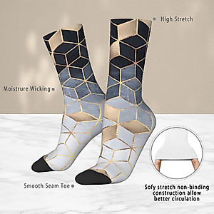 AOWULA Gradient Black Grey Cubes Socks for Men/Women Gift Novelty Crew Funny Crazy Tube Socks
