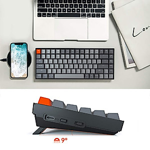 Keychron K2 75% Layout Bluetooth Wireless Mechanical Gaming Keyboard with Gateron G Pro Brown Switch/White LED Backlit/USB C/Anti Ghosting/N-Key Rollover, 84 Keys, for Mac Windows-Version 2