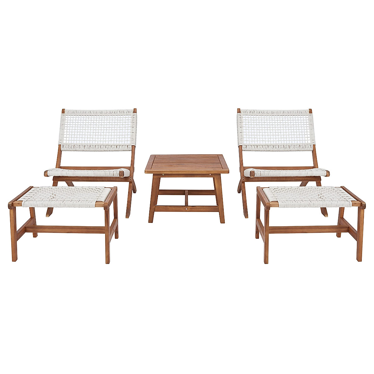 SAFAVIEH Outdoor Collection Casella Natural/White Woven 5-Piece Patio Set