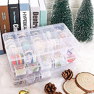 ZOEYES 5 Pack Plastic Organizer Box 18 Large Grids Jewelry Storage Container Clear Organizer Box with Adjustable Dividers for Washi Tape Bead Crafts Art Supply Fishing Tackles