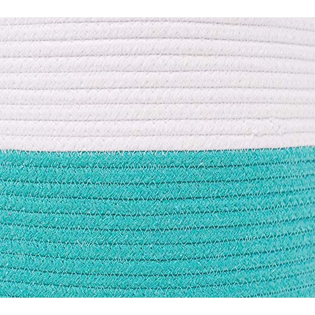 StorageWorks 100% Natural Cotton Rope Hand-Woven Basket- Two Color Design- White & Seaglass- 2 Pack