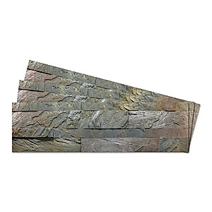 Stoneflex Peel and Stick Self Adhesive 3D Stone Tiles - Stick on Kitchen Backsplash Living Room Office Bathroom Wall Green Gold (10 Pack)…