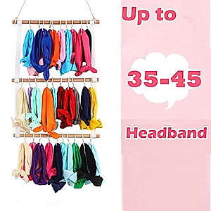 Hipcheer Headband Holder for Baby Girls, 35 Hooks Headband Organizer for Baby Girls, Baby Headband Holder Organizer for Door,Closet,Wall