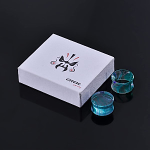 COOEAR 2 Pairs Matched Set Gauges for Ears Flesh Tunnels Kits Plugs Earrings Blue Acrylic Ear Expander Stretchers Piercing.