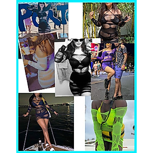 LEMON GIRL Women Fishnet Lingerie BabyDolls Chemise Long Sleeve Stocking Mini Dress Size US2-18