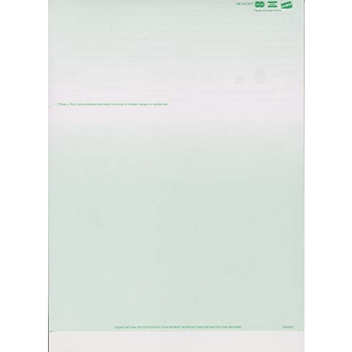 BLANK PERFORATED STATEMENT PAPER - MASTERCARD, VISA, AND DISCOVER LOGOS (500 GREEN)