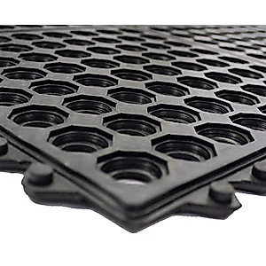 Envelor Interlocking Rubber Floor Mat for Restaurant Kitchen Floor Anti Fatigue Bar Door Mat Non-Slip Indoor Outdoor Shower Pool Drainage, Durable Garage Flooring 36 x 36 Inch
