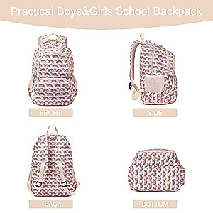 CLUCI Kids Backpack for Girls Bookbags Preschool Backpack Toddler Daycare School Bag Elementary Kindergarten Lightweight Large Waterproof Cute Pink Rainbow