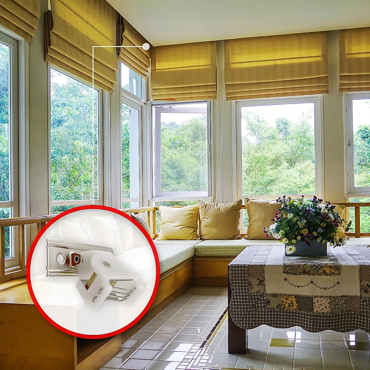 Amazing Drapery Hardware Large White Roman Shade Cord Lock with Dual Brass Wheels - Holds up to 5 Lift Cords, Suitable for Roman and Pleated Shades - 1-Pack