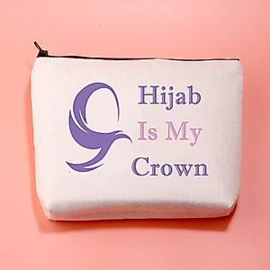 JXGZSO Islamic Religion Gift Hijab Is My Crown Cosmetic Organizer Muslim Women Make Up Bag Hijab Themed Gift