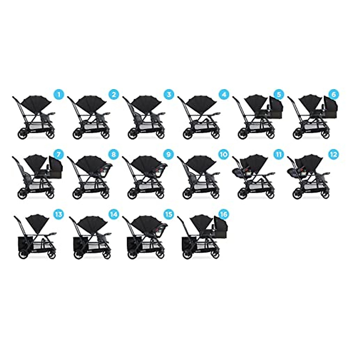 Joovy Caboose S Stroller, Stand on Tandem, Premium Sit and Stand, Black Melange