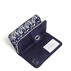Vera Bradley Women's Performance Twill Turnlock Wallet With RFID Protection, Classic Navy, One Size