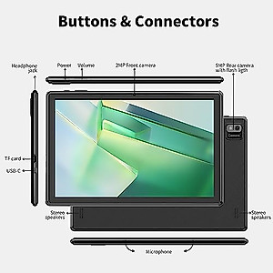 SGIN Tablet Android 12 Tablets 10.1 Inch Tablet with 4GB RAM 64GB ROM, 1.6 GHz Octa-core Processor, FHD 1280x800, 2MP + 5MP Dual Camera, Bluetooth 5.0, GPS, 6000mAh, 256GB Expansion, Black
