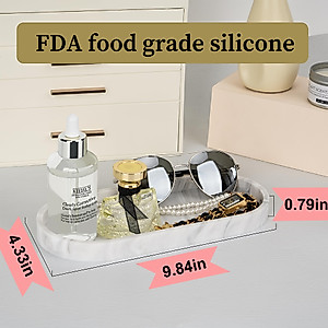 Akinko. Oval Silicone 9.8'' Bathroom Vanity Tray - Kitchen Sink Countertop Organizer - Soap and Candle Tray Decorative Organization - Toilet Tank Tray - Glasses Key and Rings Decorative Tray