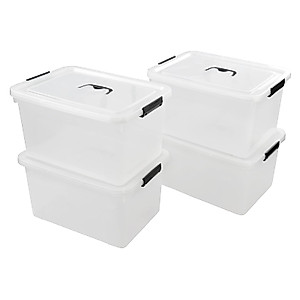 Fiazony 17.5 Quart Clear Storage Box, Plastic Storage Bins with Lids, 4-Pack