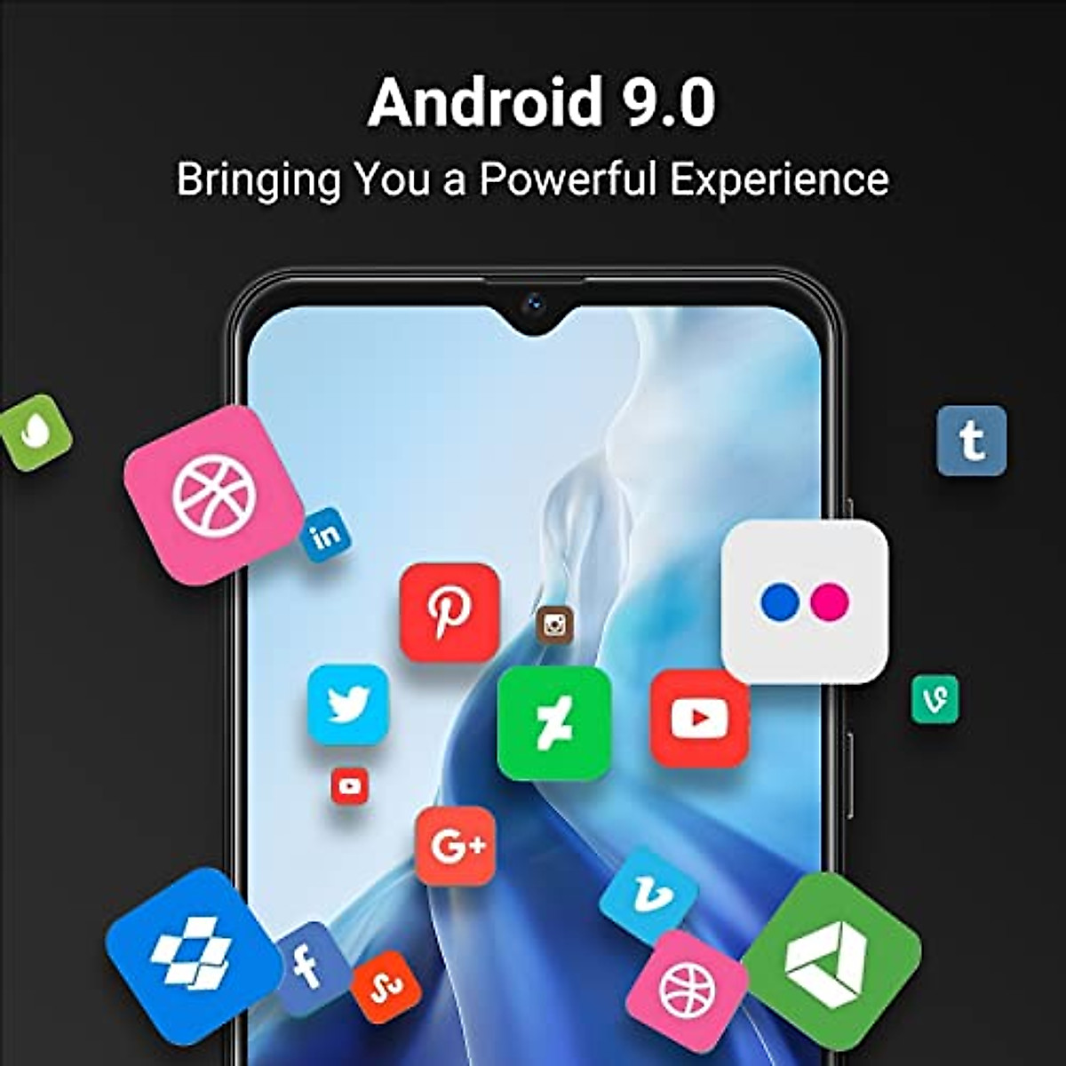 XGODY X14 Unlocked Smartphones, 6.52 Inch Large Screen 4G Dual Sim Mobile Phones, Dual 5MP + 256GB Extended Storage Cheap Cell Phones, Android 9.0 OS, 3000mAh Massive Battery, Face Recognition (Black)