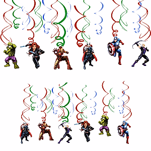 12pcs Party Vortex Decoration for Avengers, Hanging Swirls Decoration for Super Hero Theme Birthday Party Supplies
