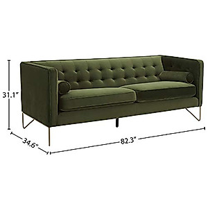 Amazon Brand – Rivet Brooke Contemporary Mid-Century Modern Tufted Velvet Sofa Couch, 82"W, Emerald